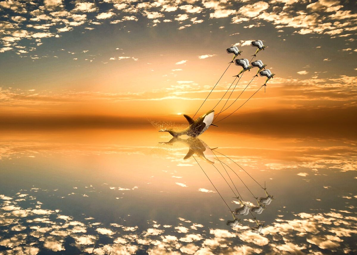 'Death at sunset and angels' Poster, picture, metal print, paint by ...