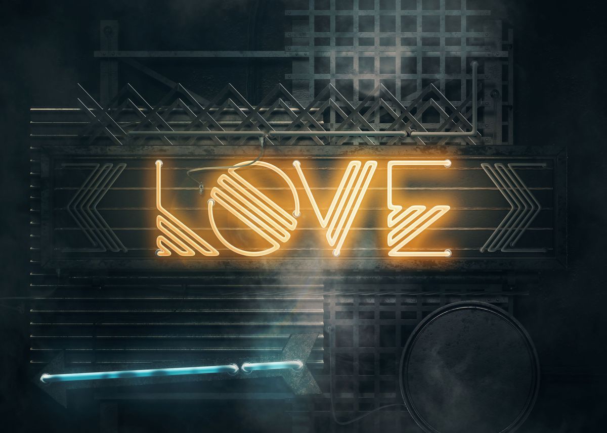 'LOVE – Neon Retro' Poster, picture, metal print, paint by Ralph ...