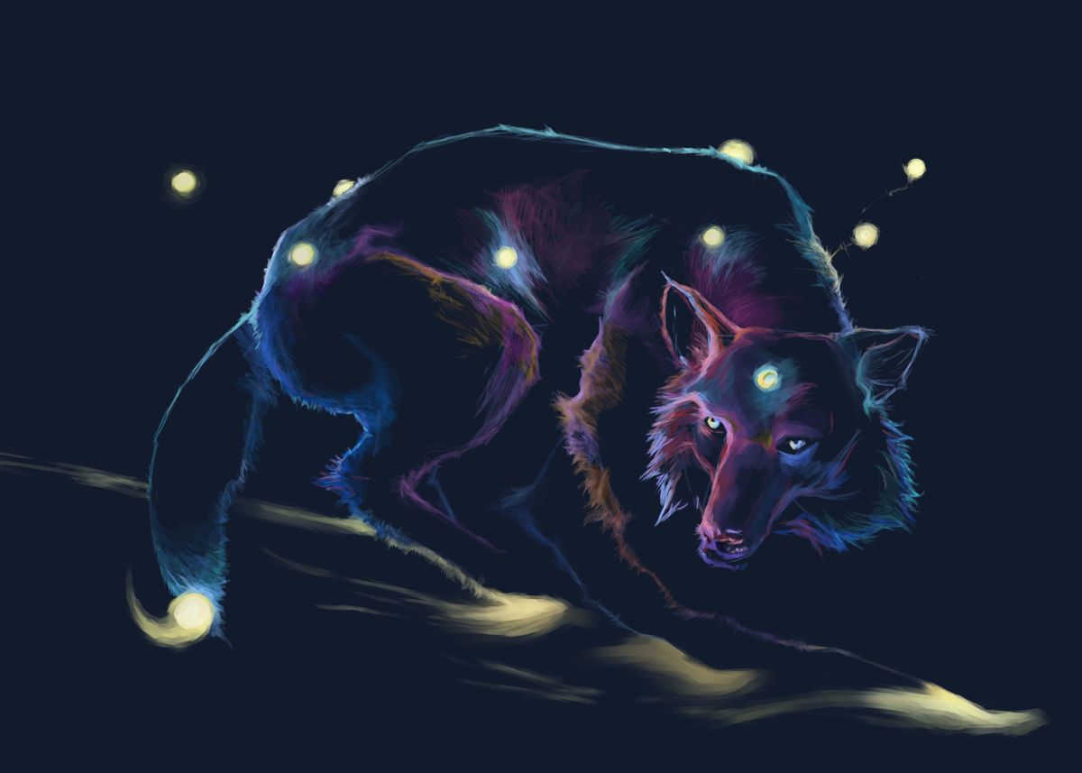 'Astral Wolf' Poster, picture, metal print, paint by Anna Augustyniak ...