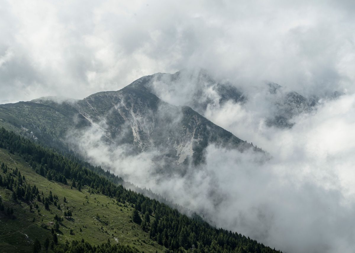 'Clouds mountain colliding' Poster, picture, metal print, paint by ...