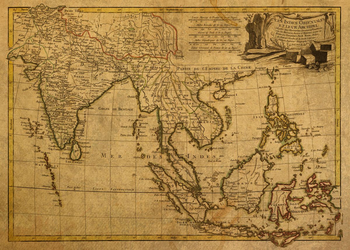'Vintage Map Southeast Asia' Poster, picture, metal print, paint by ...