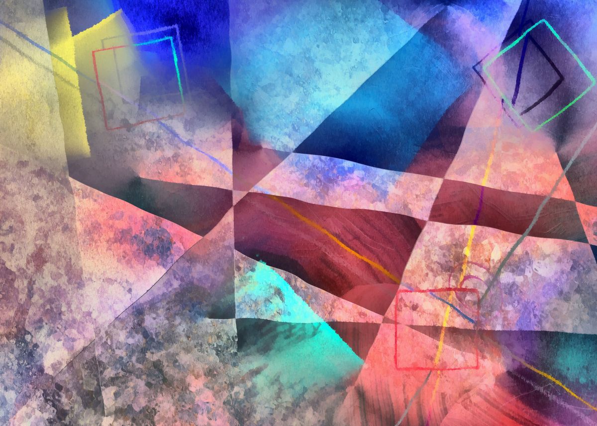 'Angular Colorful Abstract' Poster, picture, metal print, paint by ...