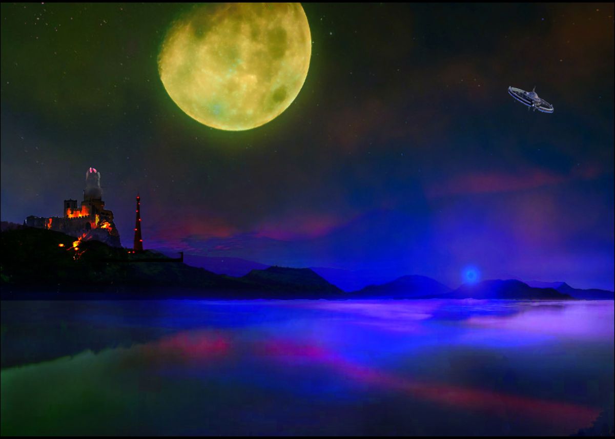 'Green Moon Planet' Poster by Don White | Displate