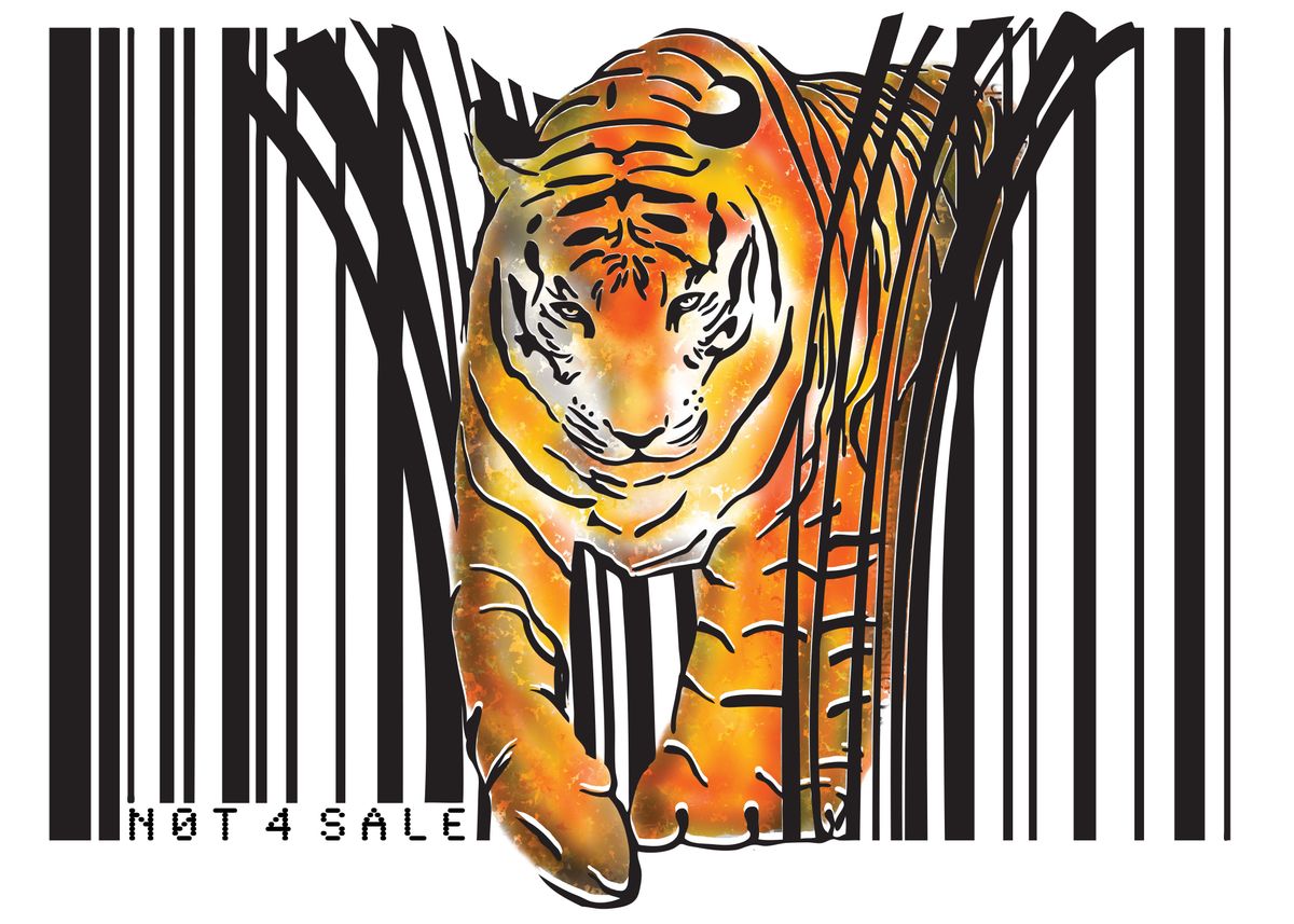 'tiger barcode' Poster, picture, metal print, paint by Sassan Filsoof ...