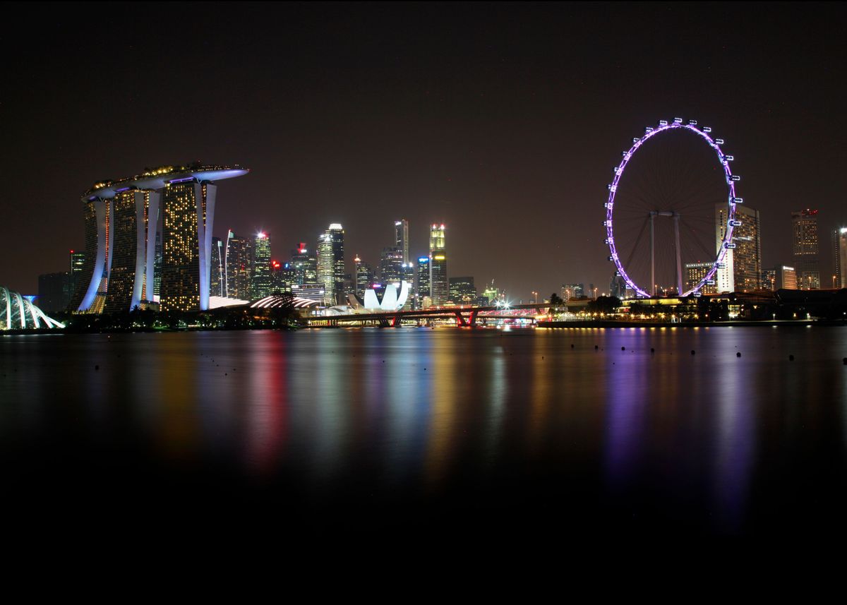 'Singapore @ Night' Poster, picture, metal print, paint by Leonard ...