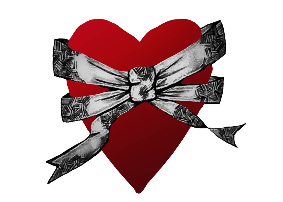 'Bow and heart' Poster, picture, metal print, paint by Frances lewis ...