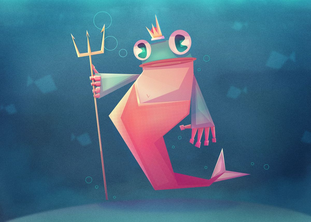 'Frog Mermaid' Poster, picture, metal print, paint by Manal O | Displate