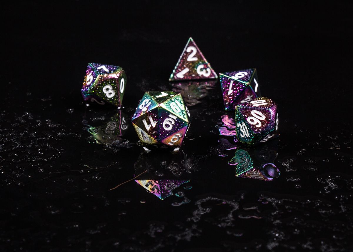 'Rainbow Dice in Rain II' Poster, picture, metal print, paint by ...