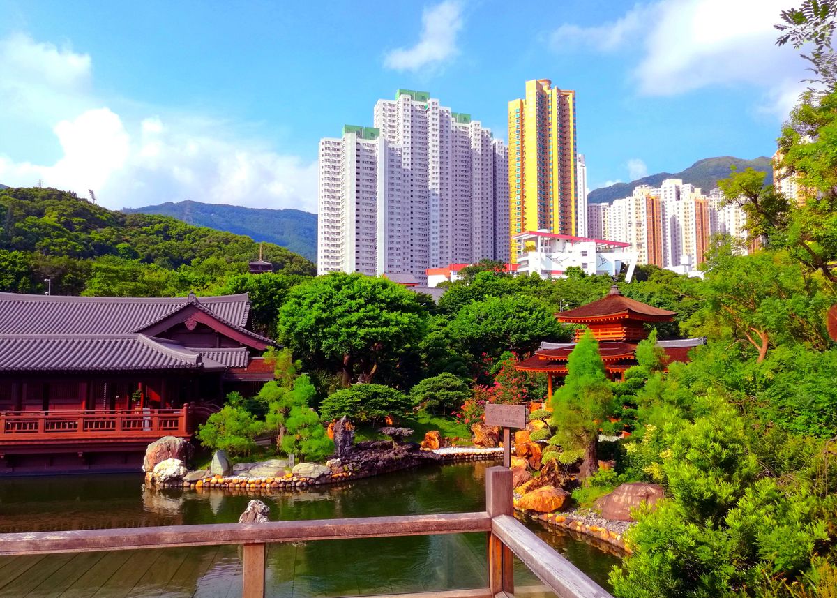 'Nan Lian Garden view in HK' Poster, picture, metal print, paint by ...