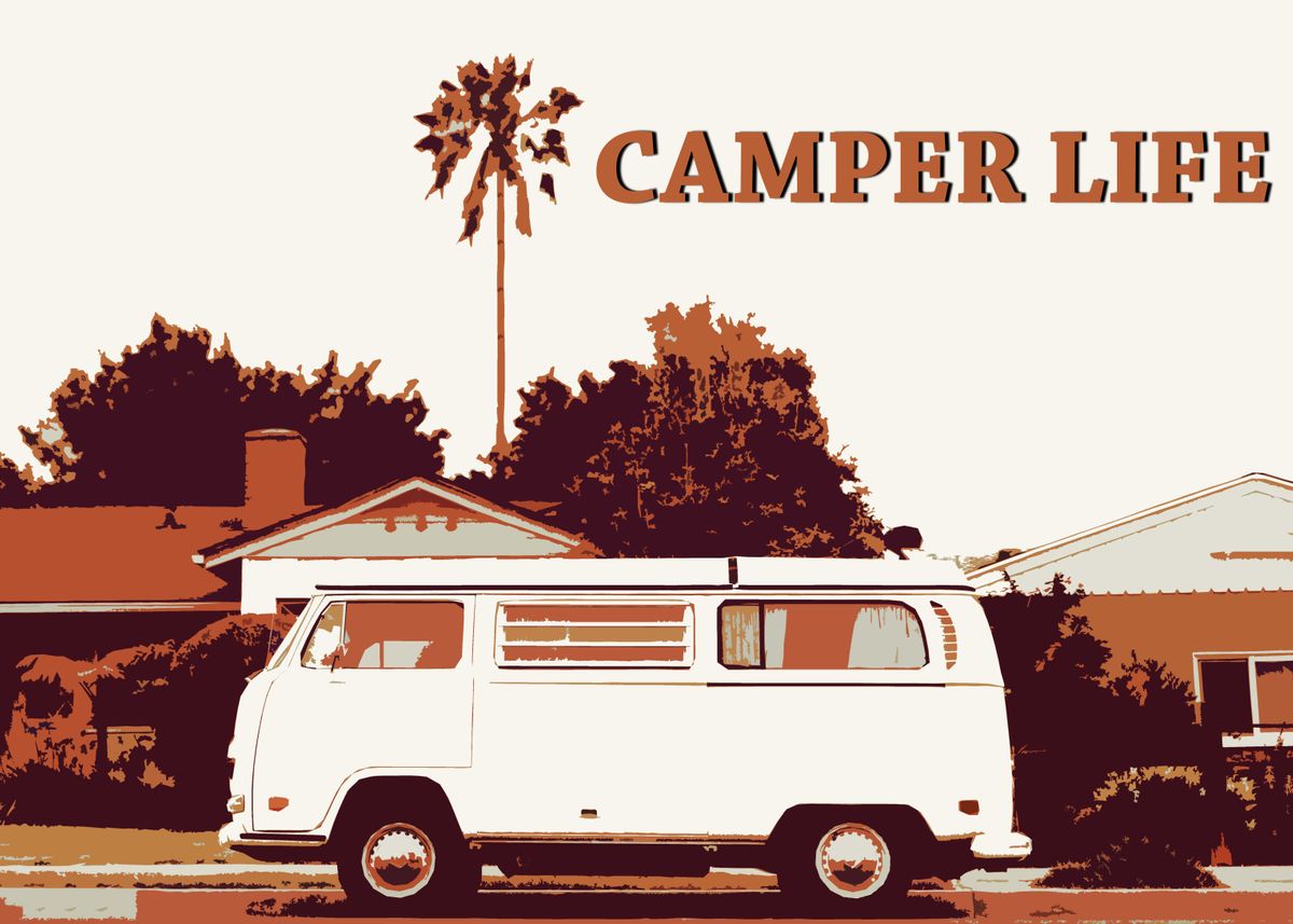 'VW VAN CAMPER LIFE' Poster by Benjamin Dupont | Displate