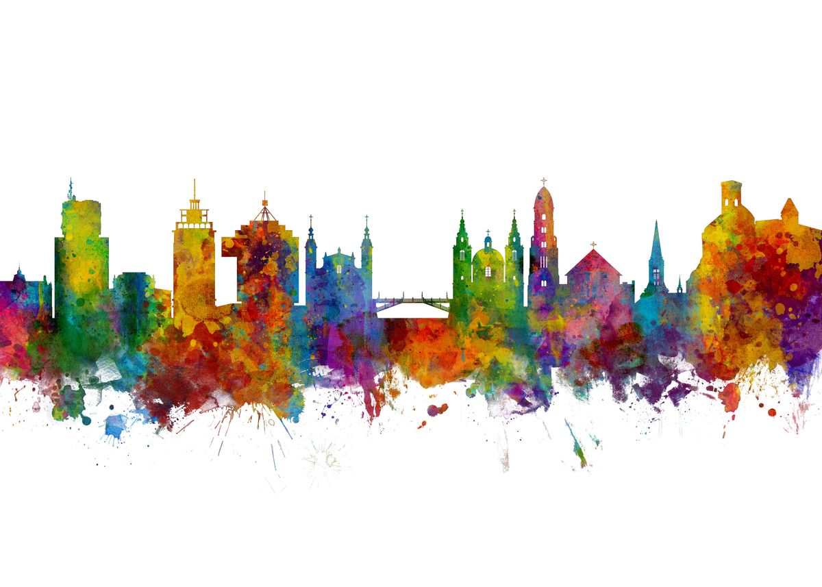 'Ljubljana Solvenia Skyline' Poster, picture, metal print, paint by ...