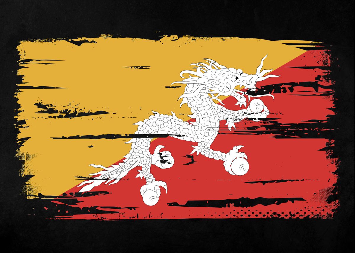 'Bhutan Flag' Poster by Christian Strang | Displate