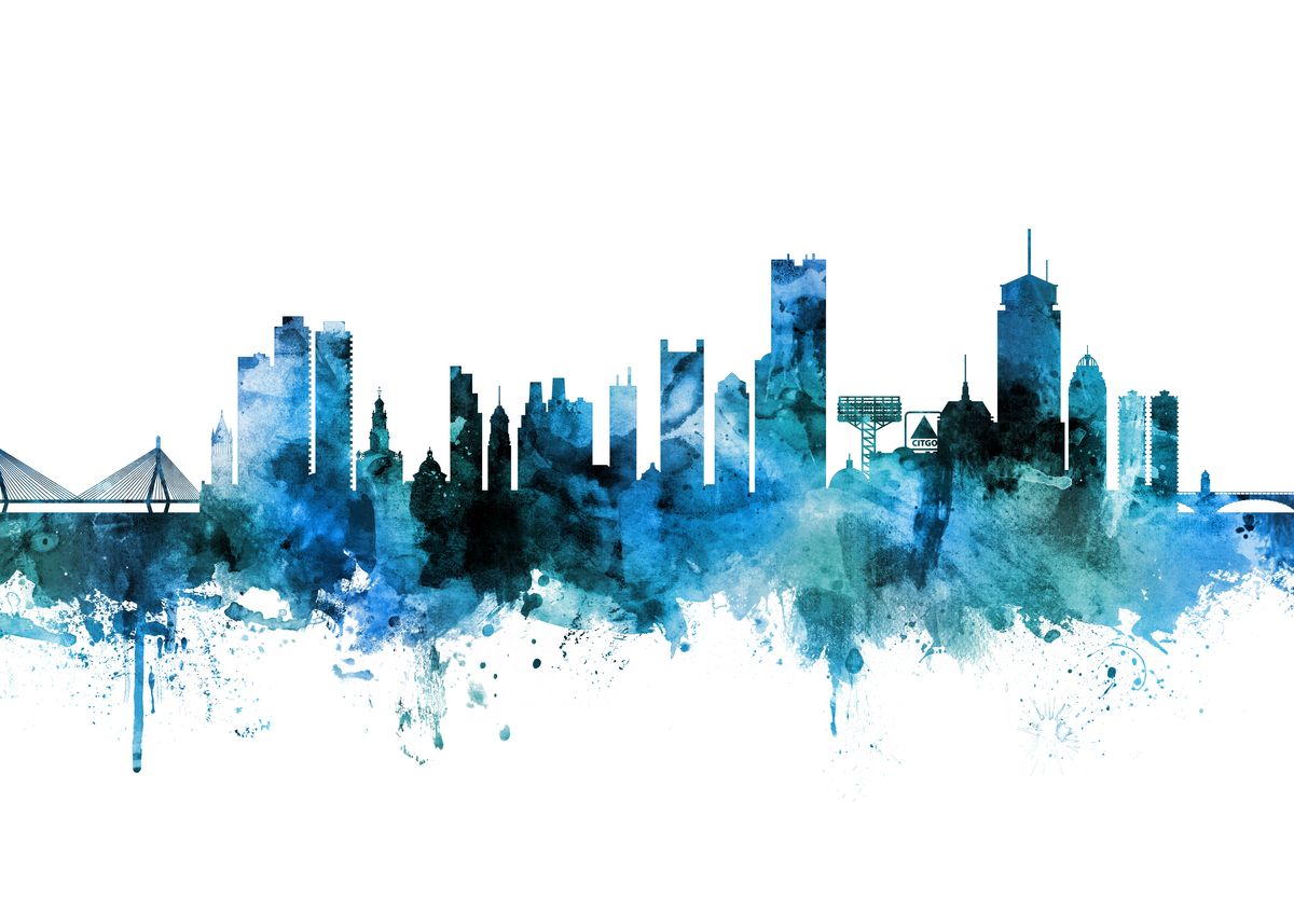 'Boston Skyline' Poster, picture, metal print, paint by Michael ...