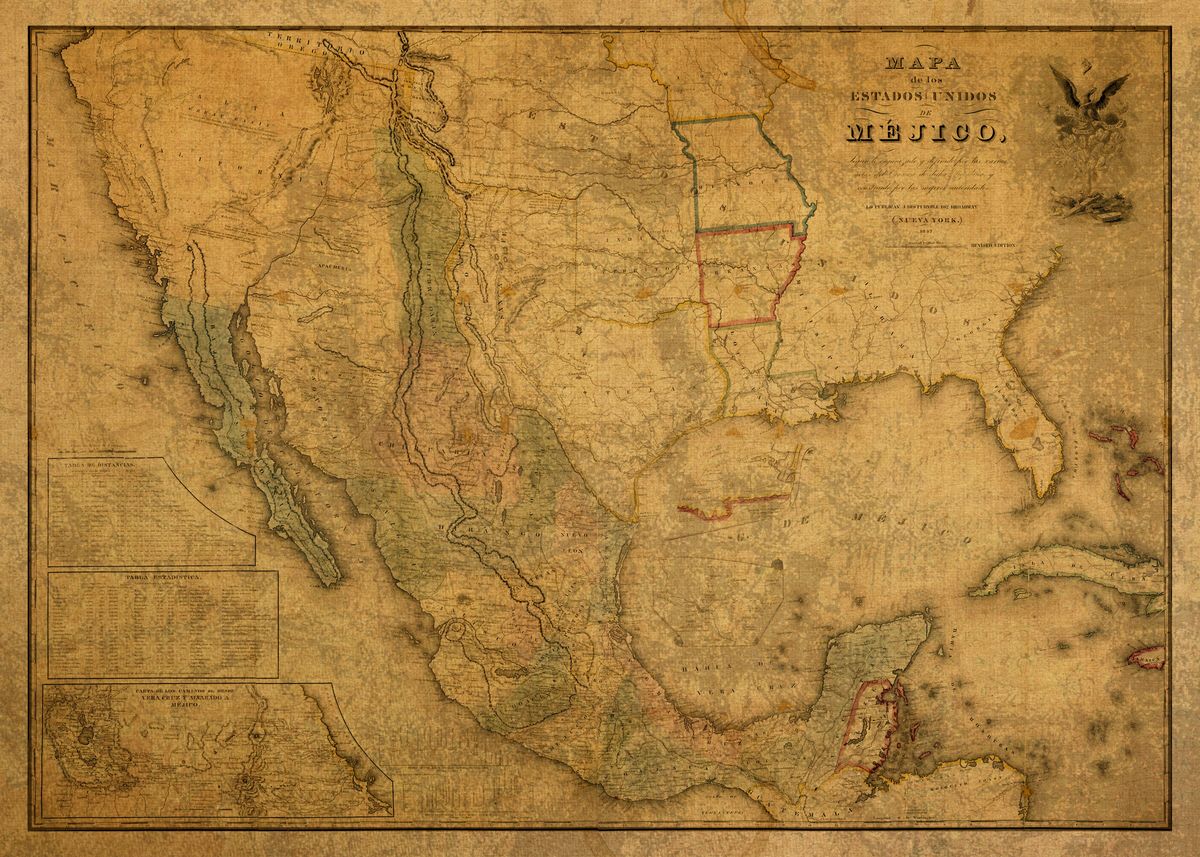 'Map of Mexico 1847' Poster, picture, metal print, paint by Design ...