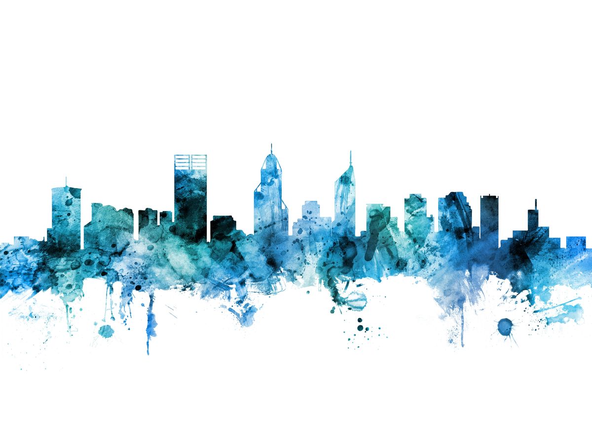 'Perth Australia Skyline' Poster, picture, metal print, paint by ...