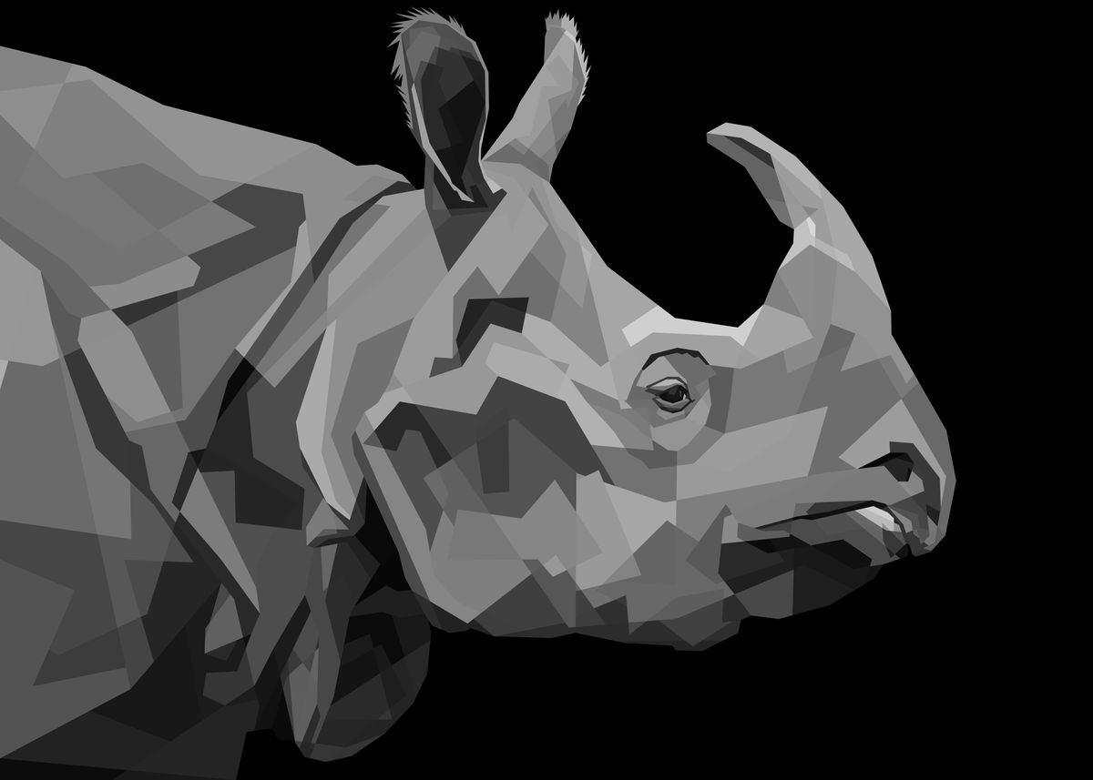 'rhinoceros on geometric ' Poster by peri priatna | Displate
