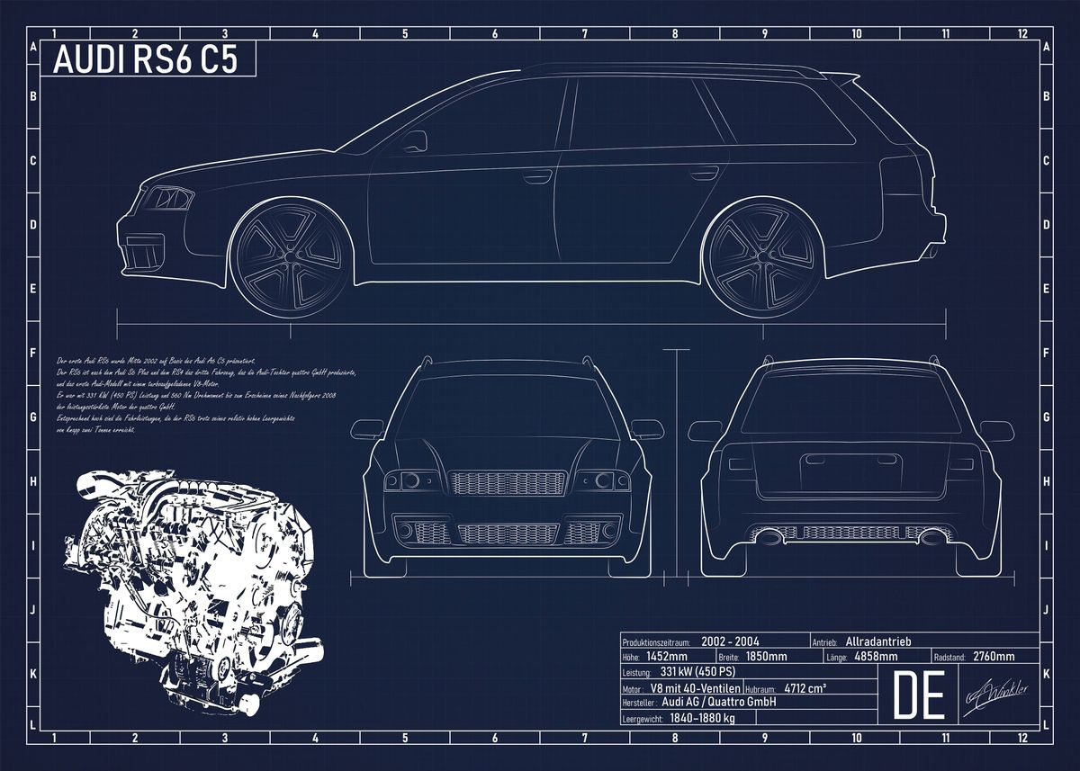 'Audi RS6 ' Poster, picture, metal print, paint by Alex Winkler | Displate