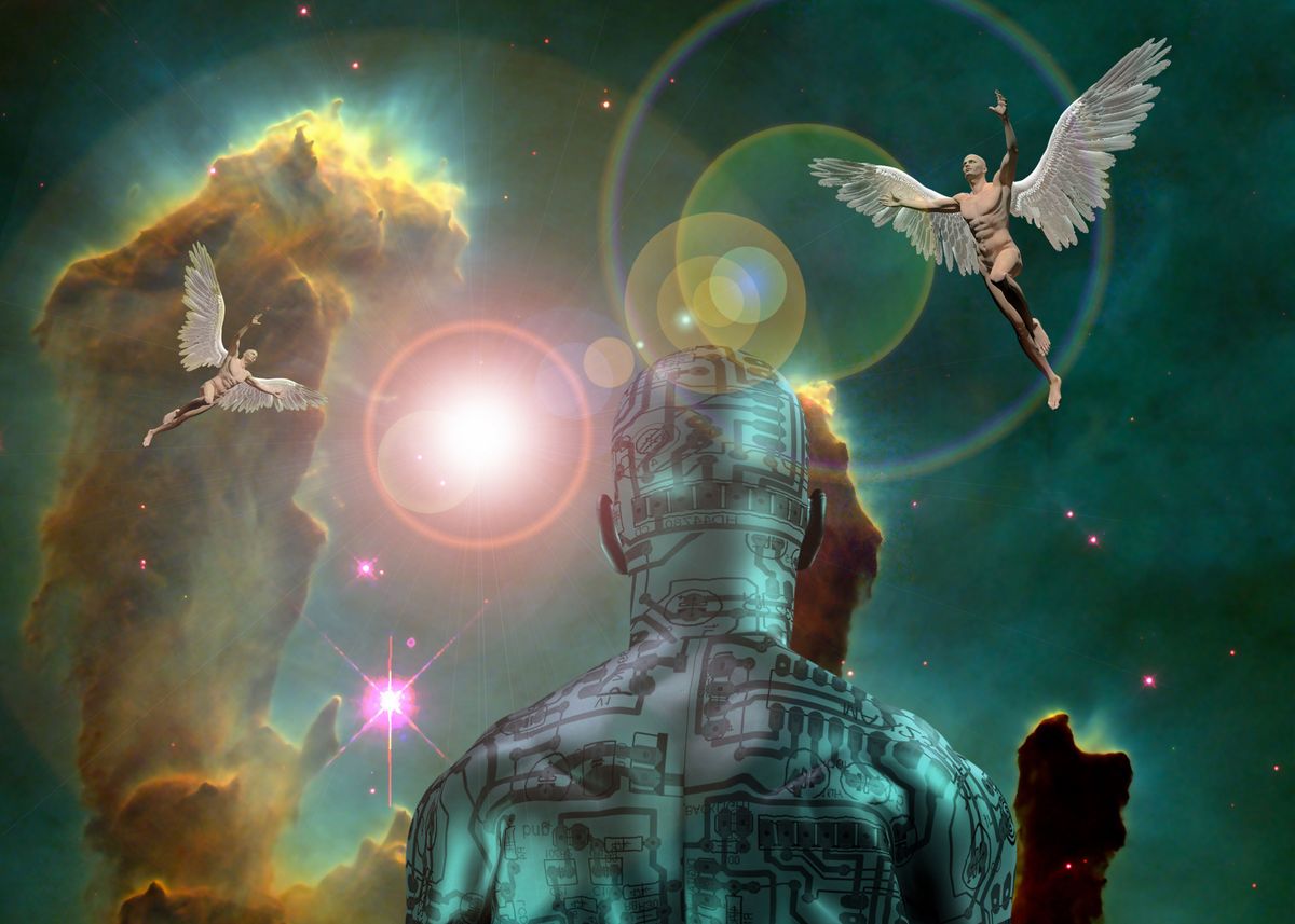 'Cyborg and Angels' Poster by Bruce Rolff | Displate