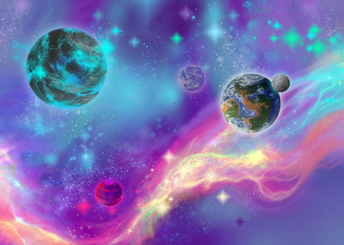 'Mermaid Nebula no 3' Poster, picture, metal print, paint by Space Evie ...