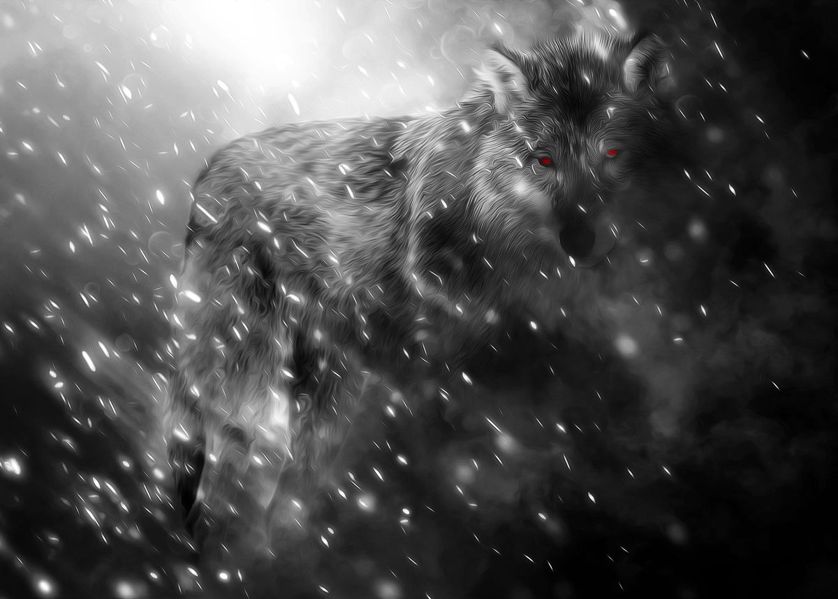 'Red wolf' Poster, picture, metal print, paint by dmc 696 | Displate