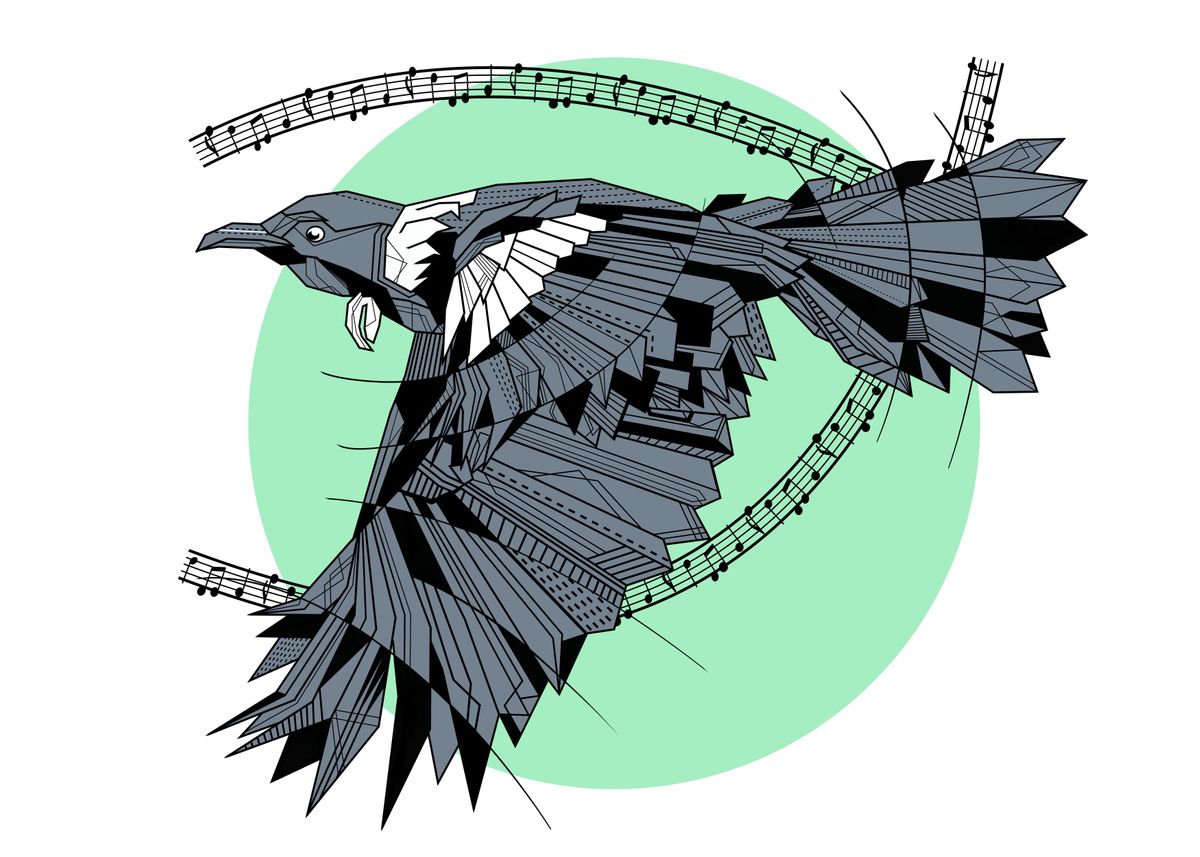 'Tui Geometric NZ Bird' Poster, picture, metal print, paint by mailbox ...