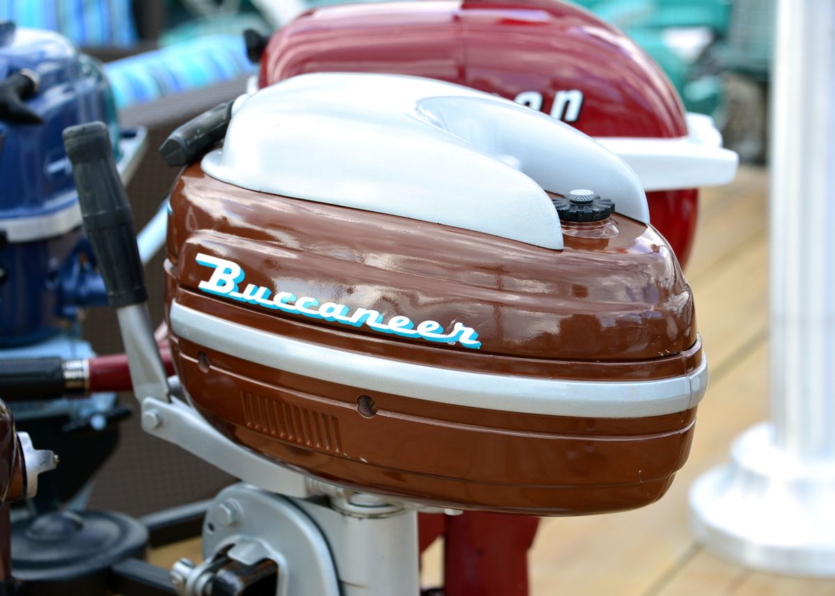 '1950s Buccaneer outboard ' Poster by David Thompson | Displate