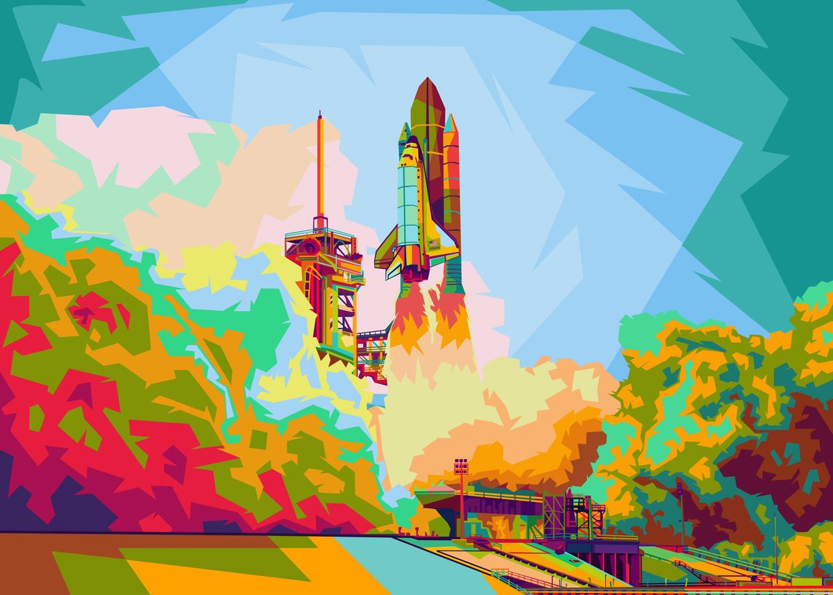 'Rocket Launch Pop Art' Poster by Rizky Irawan | Displate