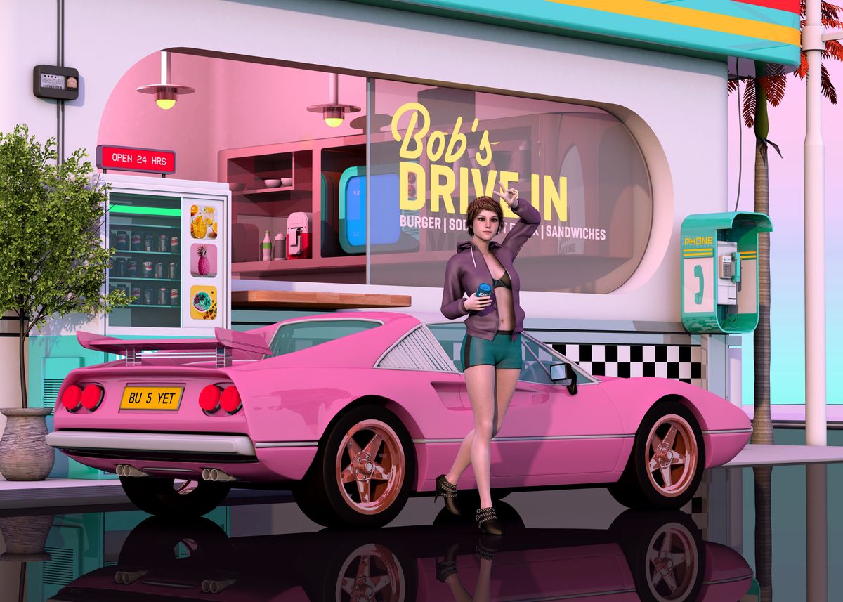 '80s Drive in' Poster, picture, metal print, paint by Denny Busyet ...