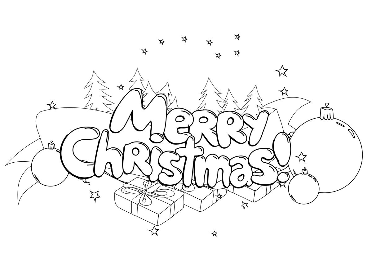 'Merry Christmas Line Art' Poster, picture, metal print, paint by ...