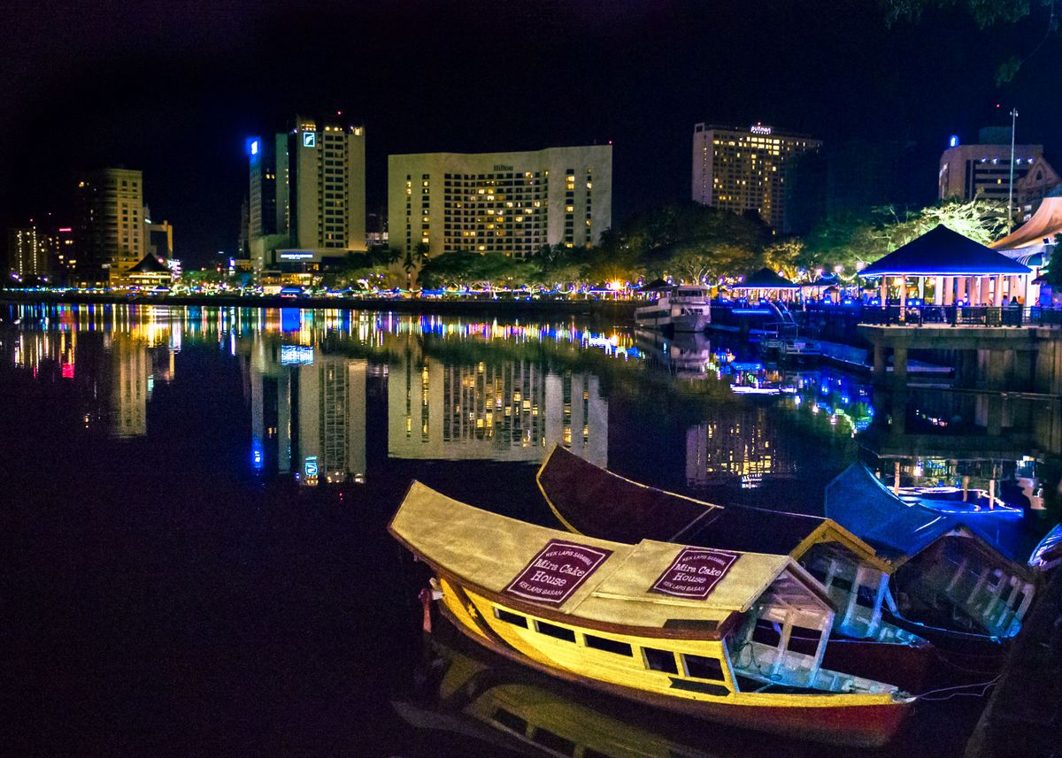 'Riverside Night View' Poster, picture, metal print, paint by Ming Hao ...