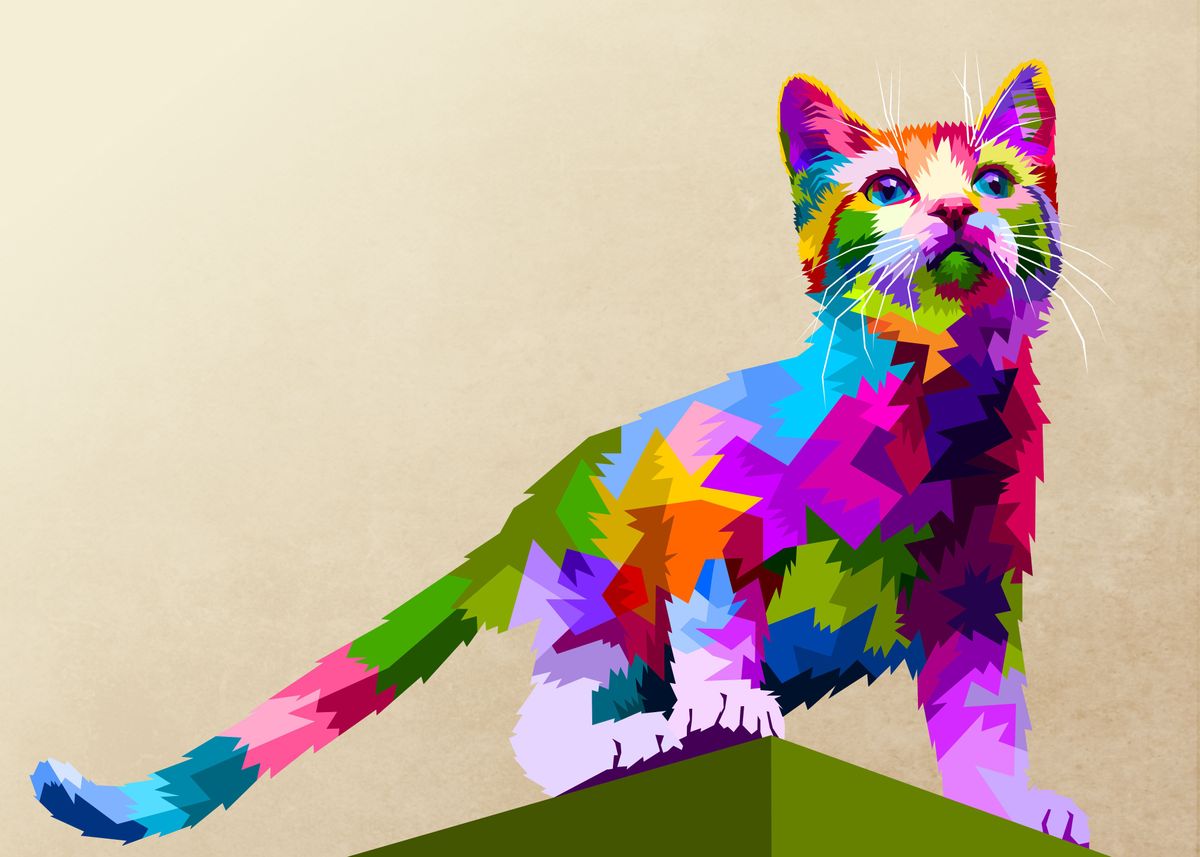 'cute cat standing on top ' Poster by peri priatna | Displate