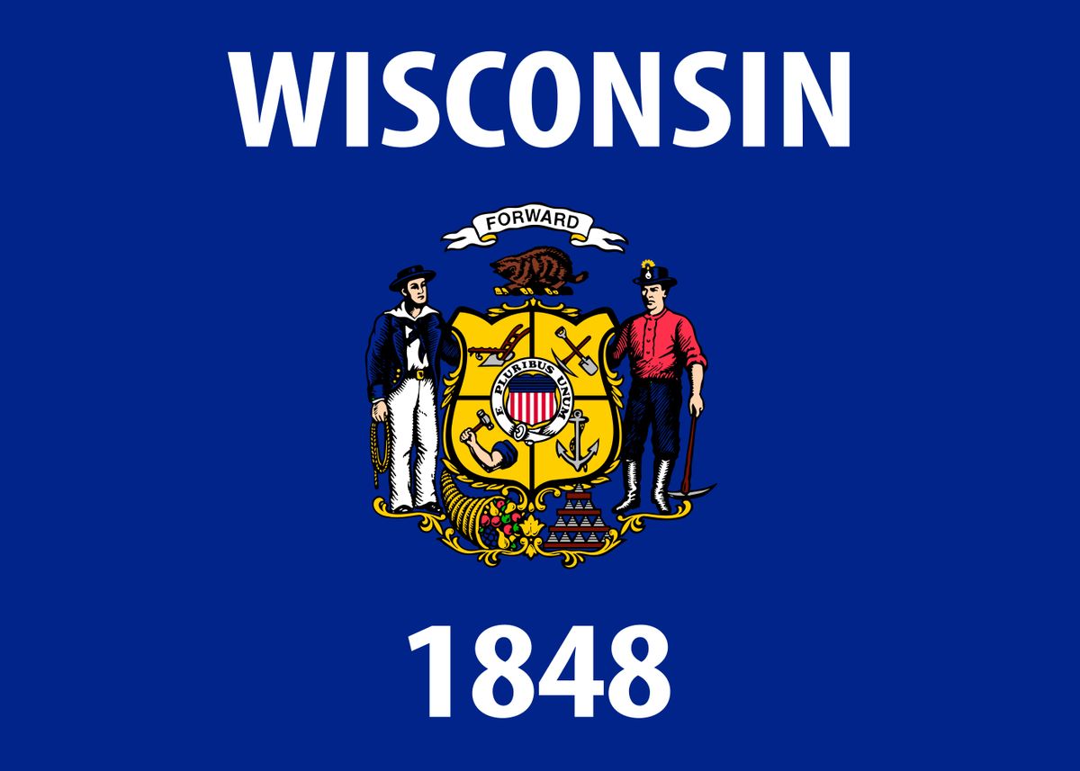 'Wisconsin flag ' Poster, picture, metal print, paint by Maksym Kapliuk ...