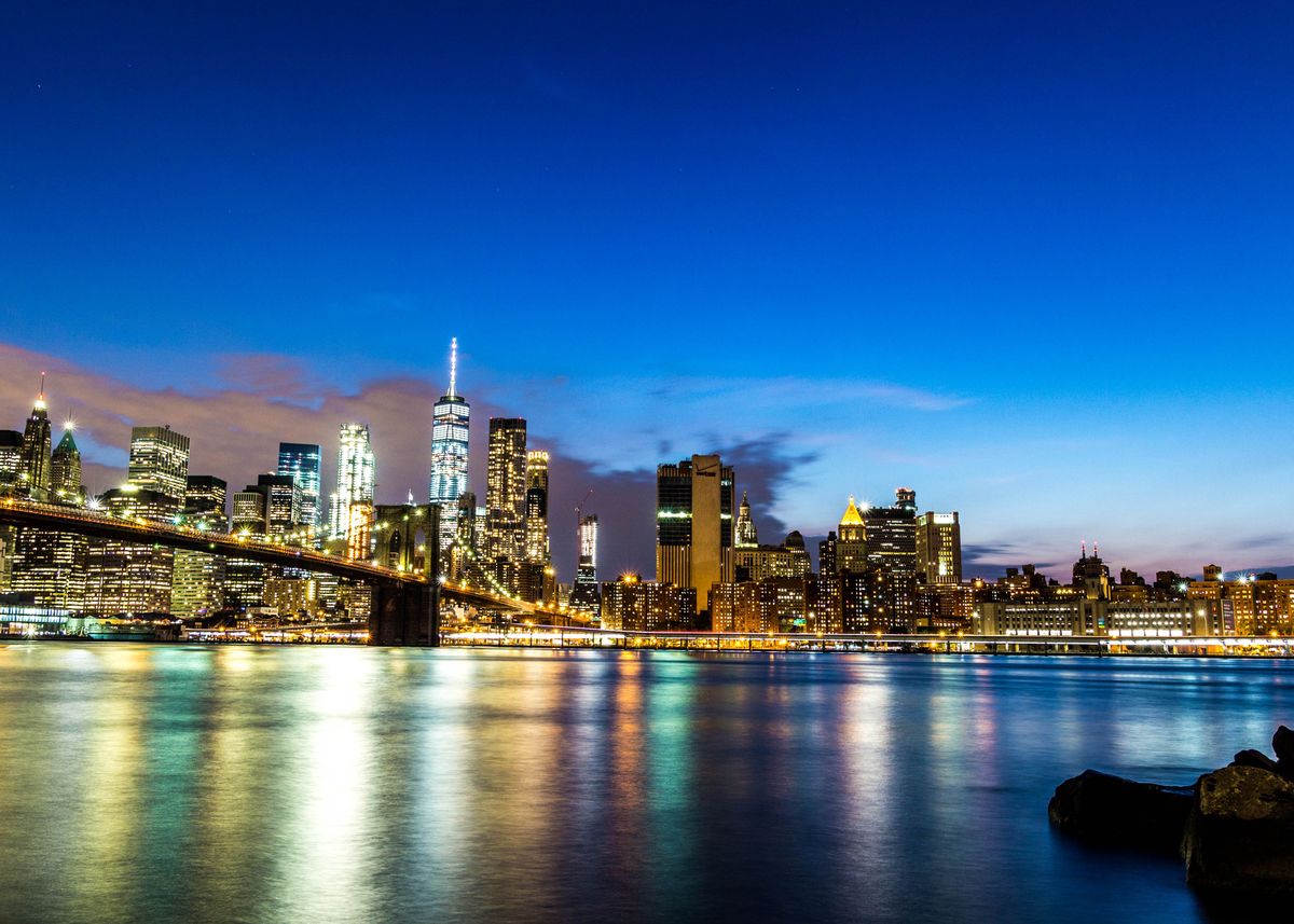 'Manhattan Night Colors' Poster by Christophe Siefert | Displate