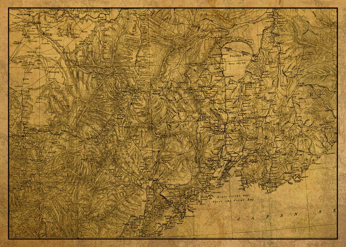 'Map of Manchuria 1905' Poster, picture, metal print, paint by Design ...