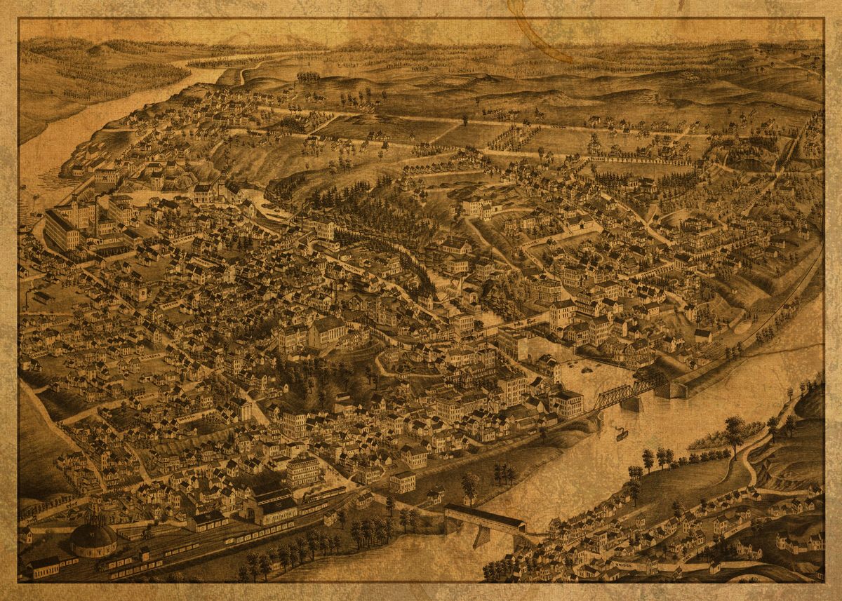 'Sherbrooke Quebec Map 1881' Poster, picture, metal print, paint by ...