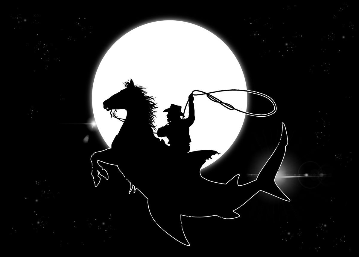 'Cowboy Shark Constellation' Poster, picture, metal print, paint by ...