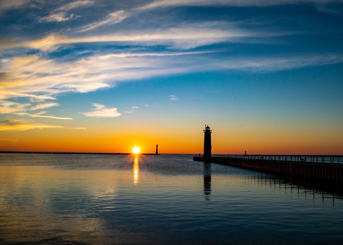 'Sunset Harmony at Muskegon' Poster, picture, metal print, paint by ...