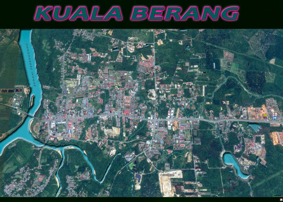 'Kuala Berang Map' Poster, picture, metal print, paint by mohd kamal ...
