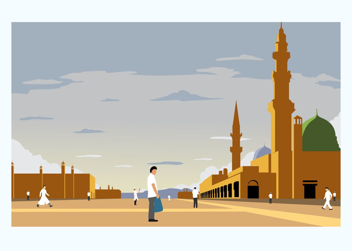 'Nabawi Mosque in Madinah' Poster, picture, metal print, paint by Desya ...