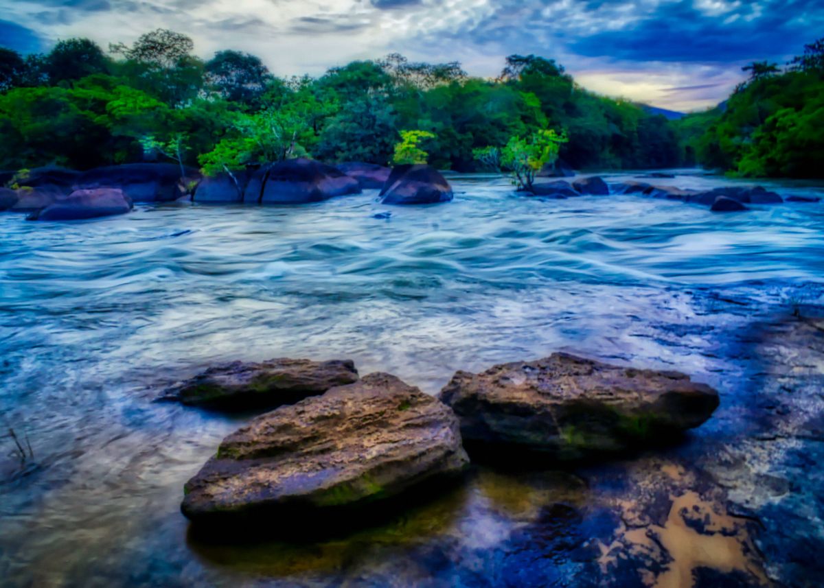 'Rio rushing in the Amazon' Poster, picture, metal print, paint by ...