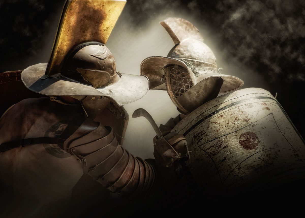 'The gladiators fight' Poster, picture, metal print, paint by Alain ...
