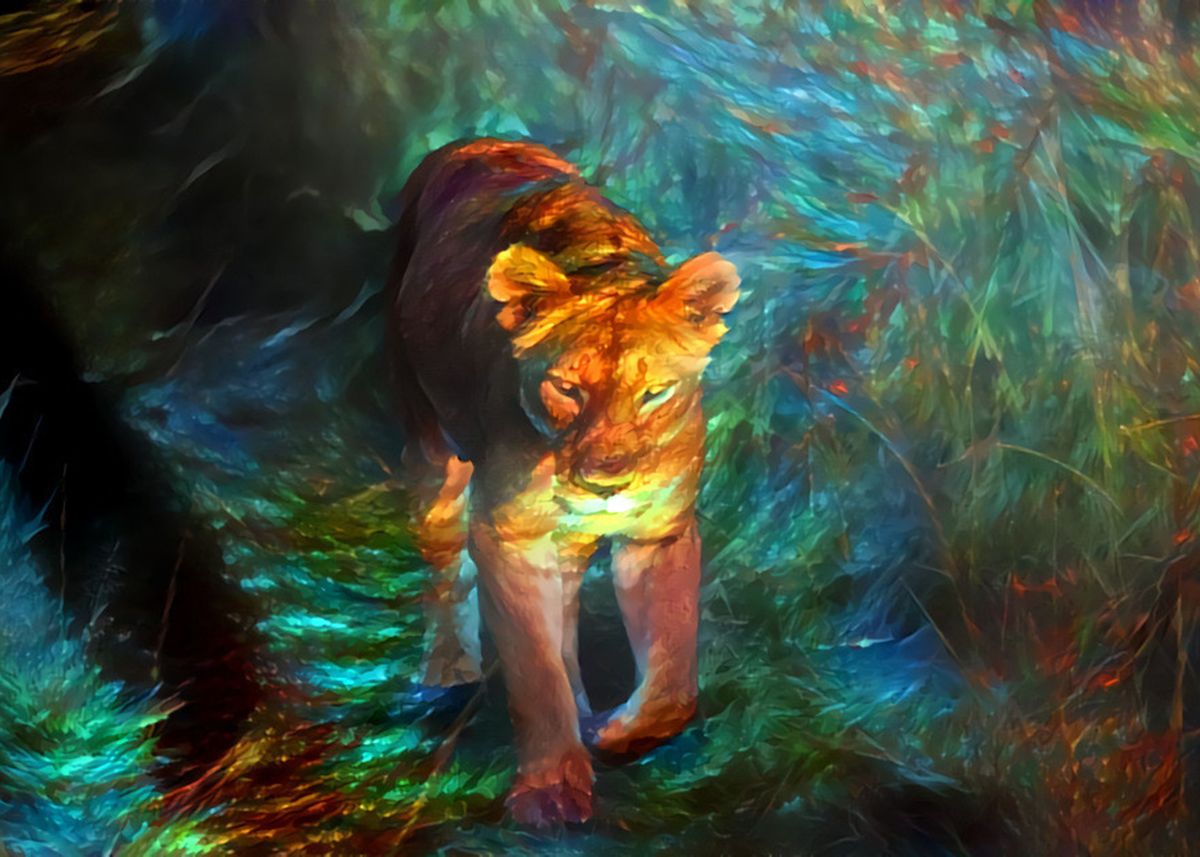 'Colourful Lioness' Poster, picture, metal print, paint by John Weenink ...