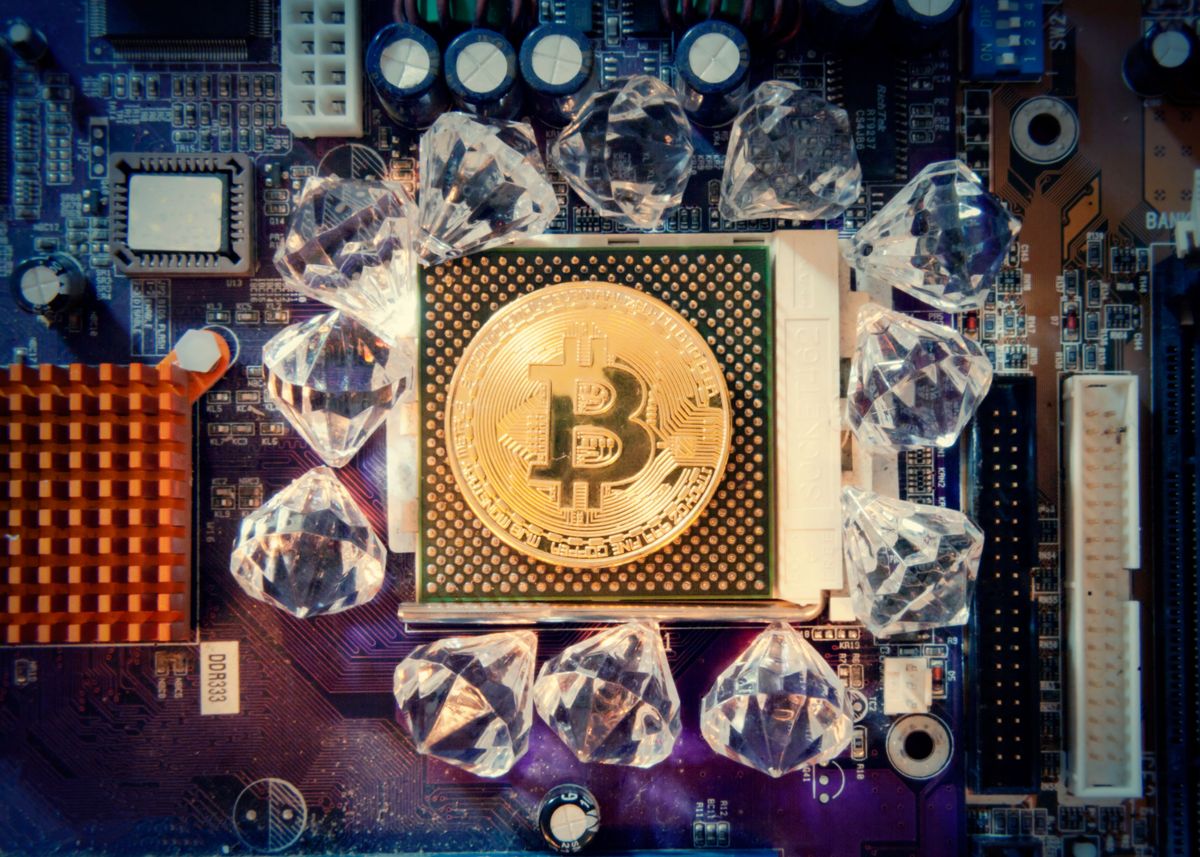 'Bitcoin CPU motherboard di' Poster by Gianfranco Grenar | Displate