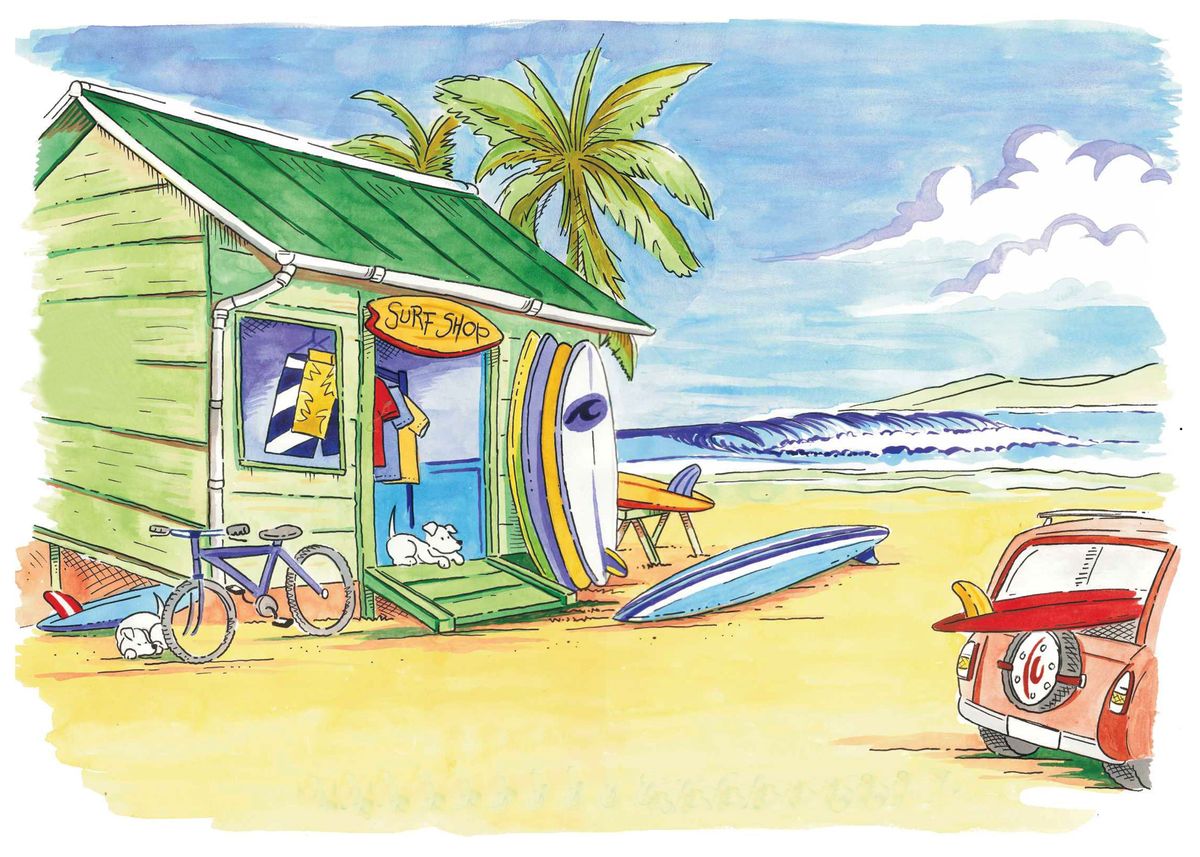 'Surf Shop ' Poster, picture, metal print, paint by Robson Theobald ...