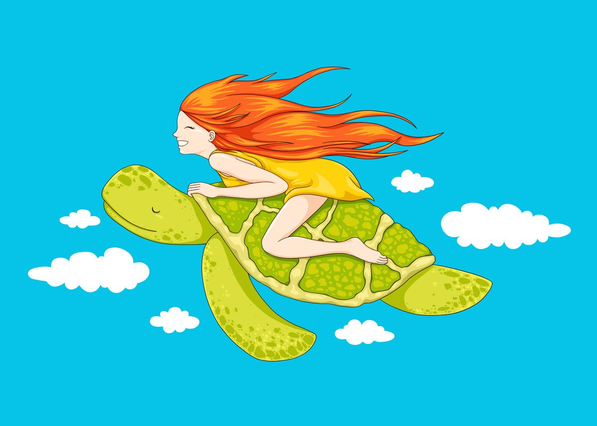 'The Flying Turtle' Poster by Lili Batista | Displate
