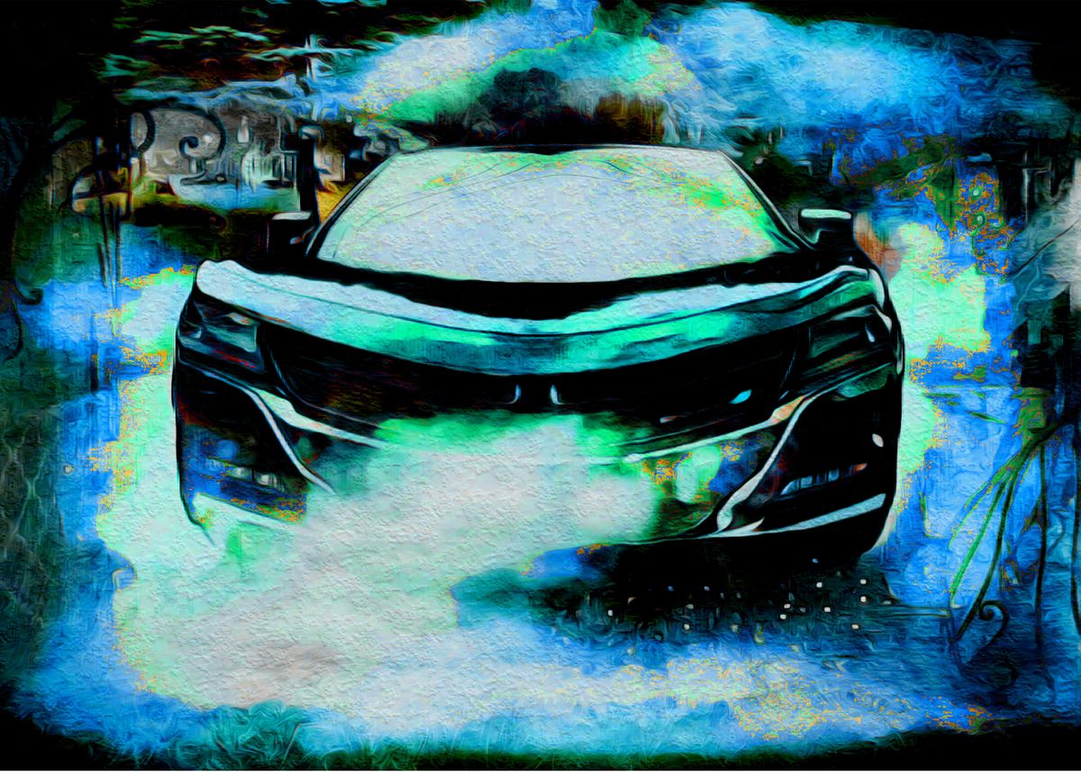 'Muscle Car Blue Smoke' Poster, picture, metal print, paint by Bev ...