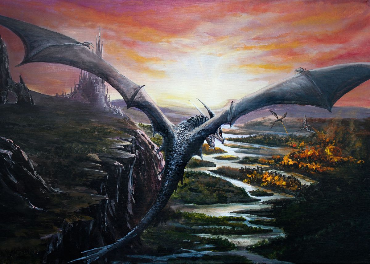 'The Return Of The Dragons' Poster, picture, metal print, paint by ...