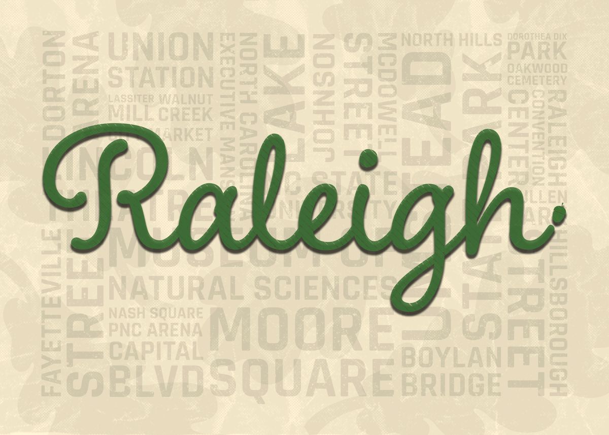 'Raleigh Text Collage' Poster, picture, metal print, paint by Austin ...