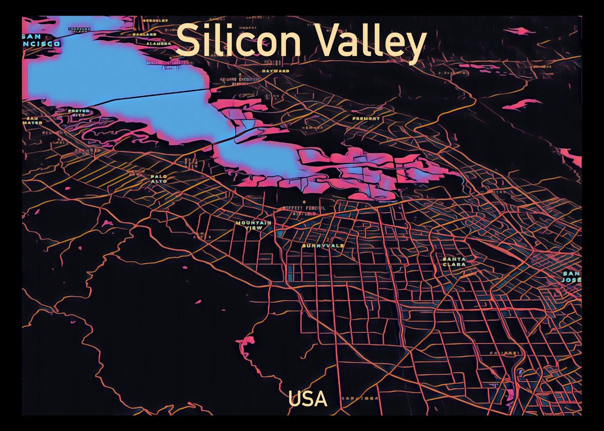 'Silicon Valley, USA' Poster, picture, metal print, paint by Helge Art ...