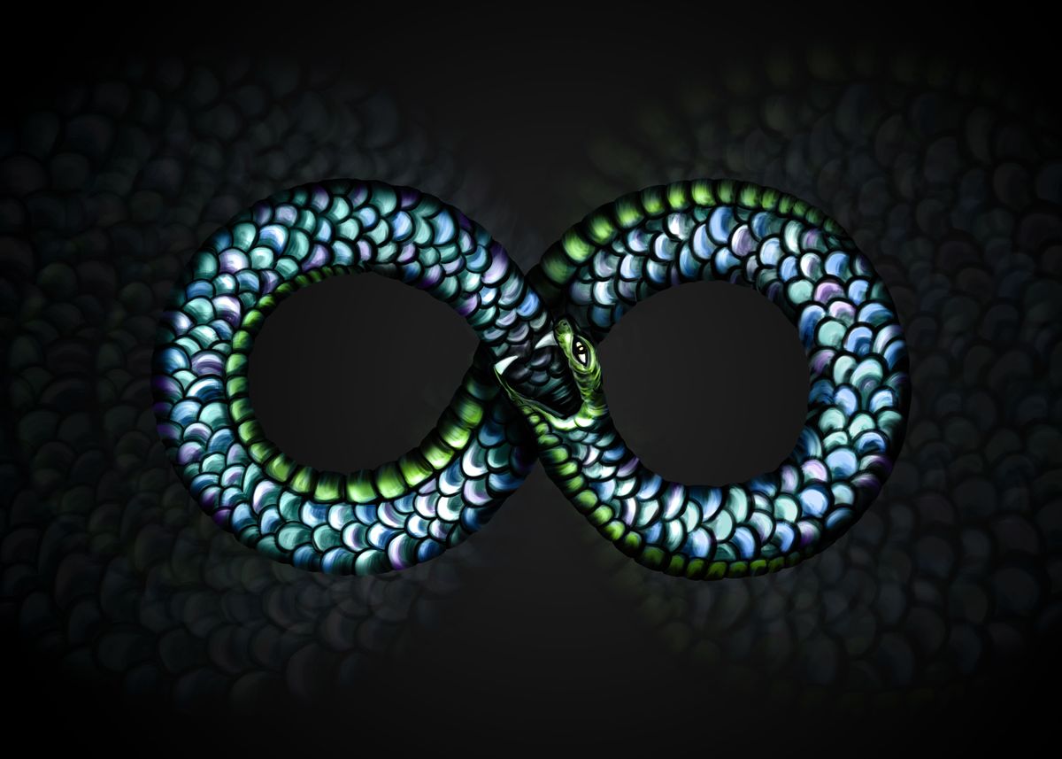 'Ouroboros Infinity' Poster, picture, metal print, paint by Lioudmila ...